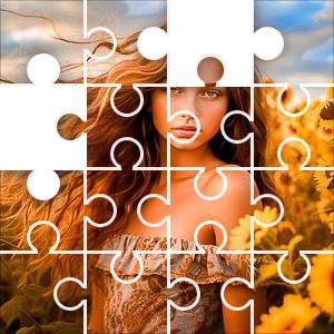 Täglich Jigsaw 2025-08-18 Girl in Sunflowers - JigZone.com